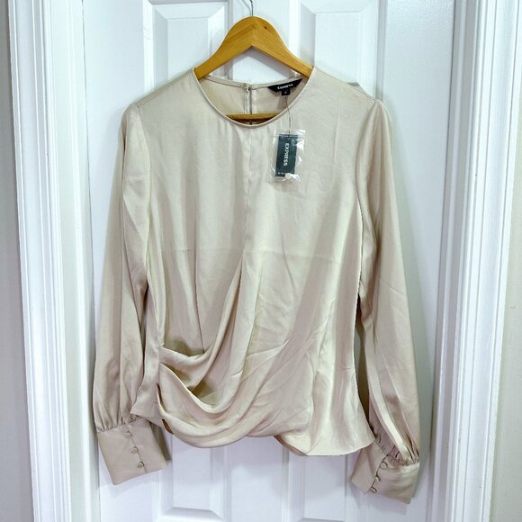 Express | Tops | Nwt Gold Satin Blouse | Poshmark